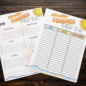 Printable Potluck Sign up Sheet Summer Potluck Sheet Summer Party ...