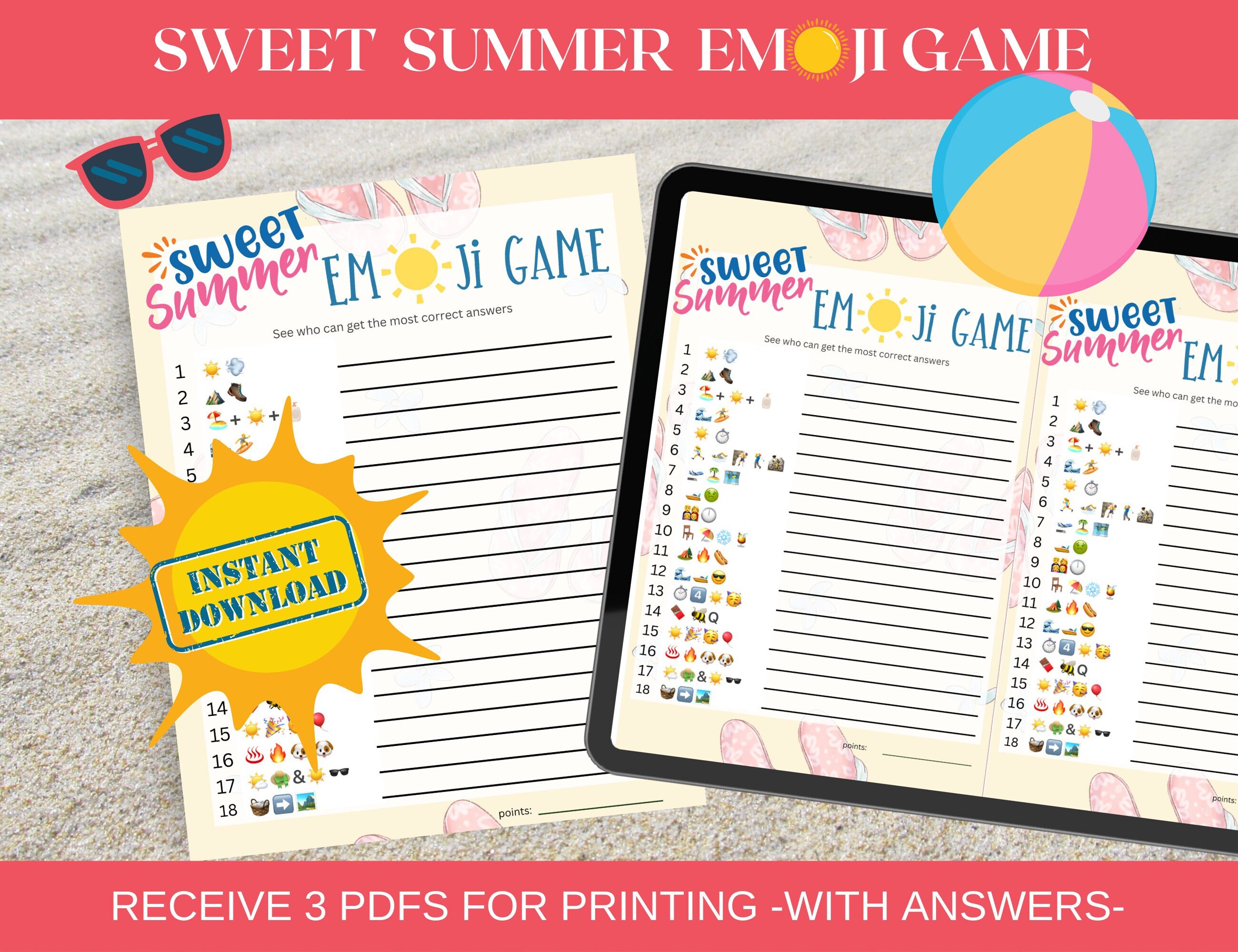 Summer Emoji Game Summertime Emoji Game Instant Download - Etsy
