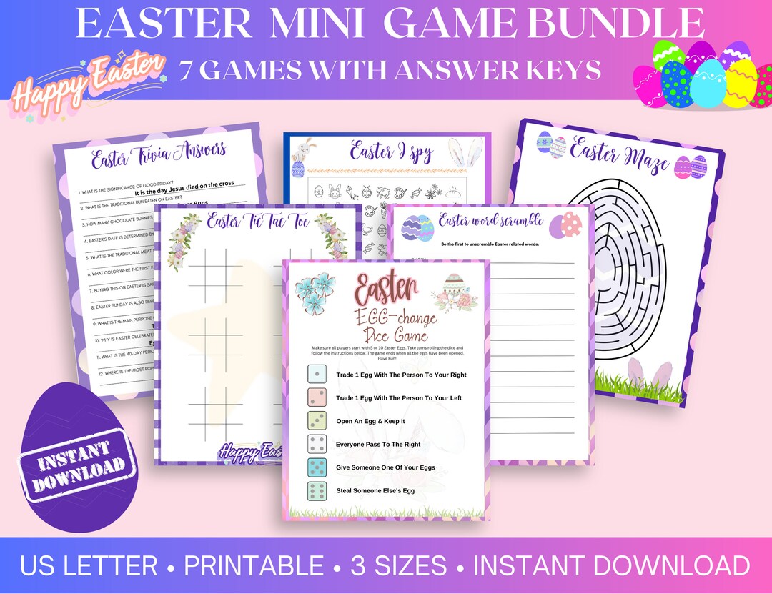 Printable Easter Game Bundle | Easter Party Games | Easter Family Games ...