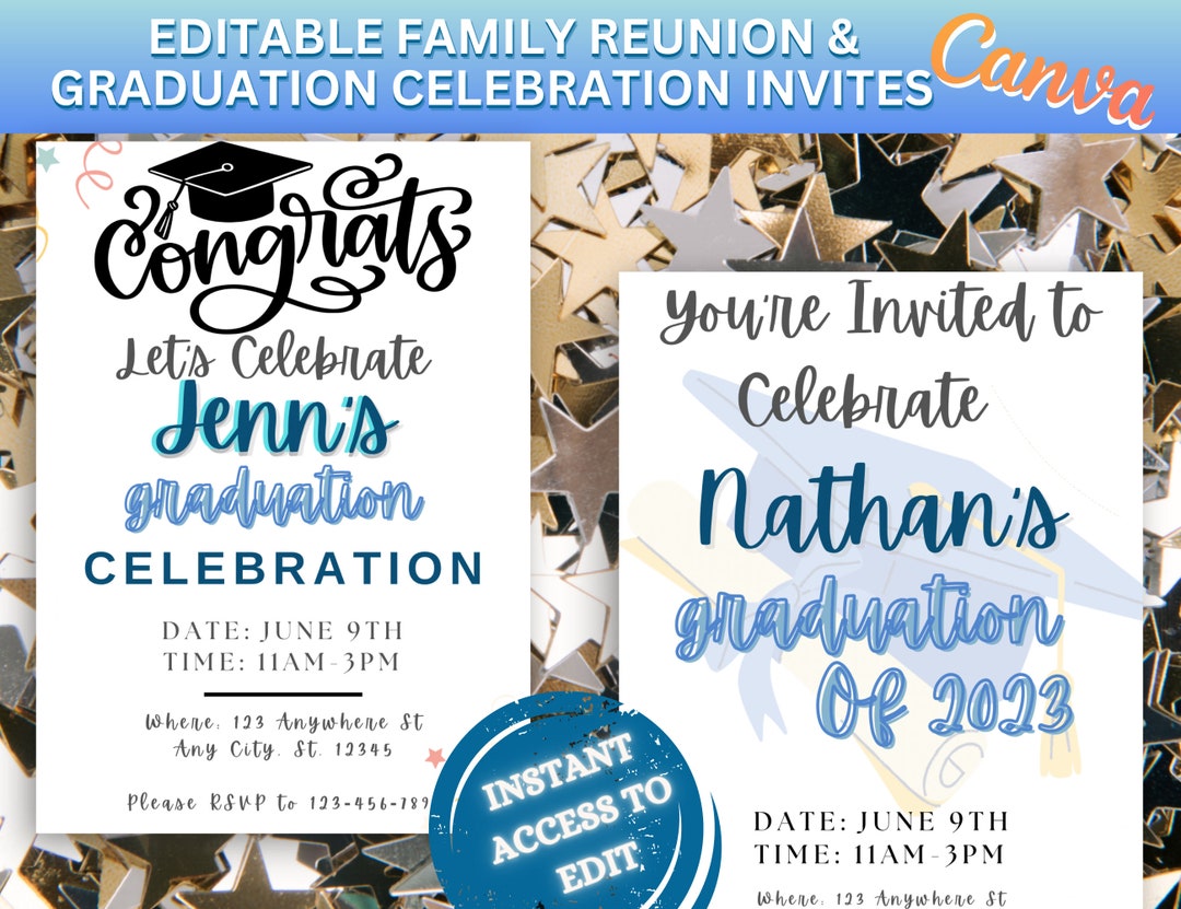 Editable Graduation Invite and Family Reunion Family Gathering ...