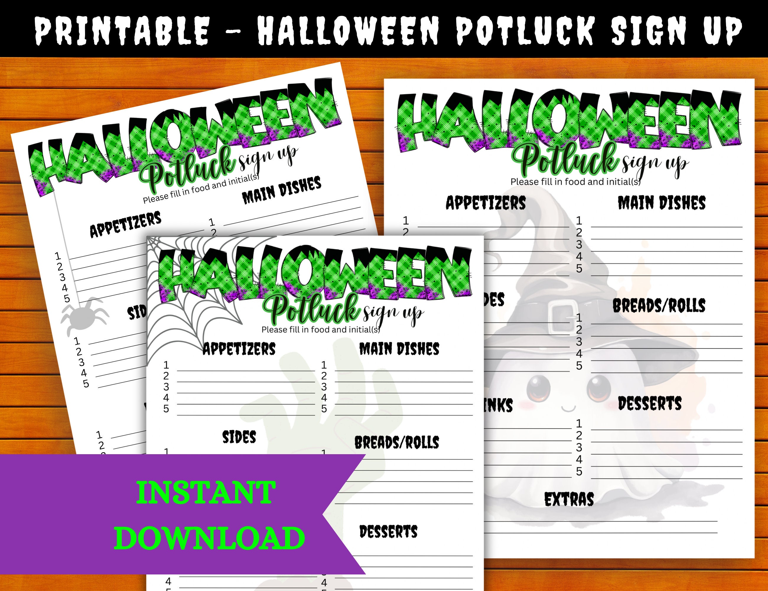 Halloween Party Potluck Sign up Sheet Fall Party Potluck Classroom Sign ...
