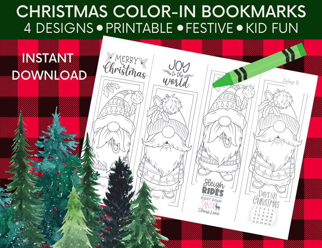 Christmas Bookmarks Gnome Santa Coloring Bookmarks | Christmas Gnomes ...