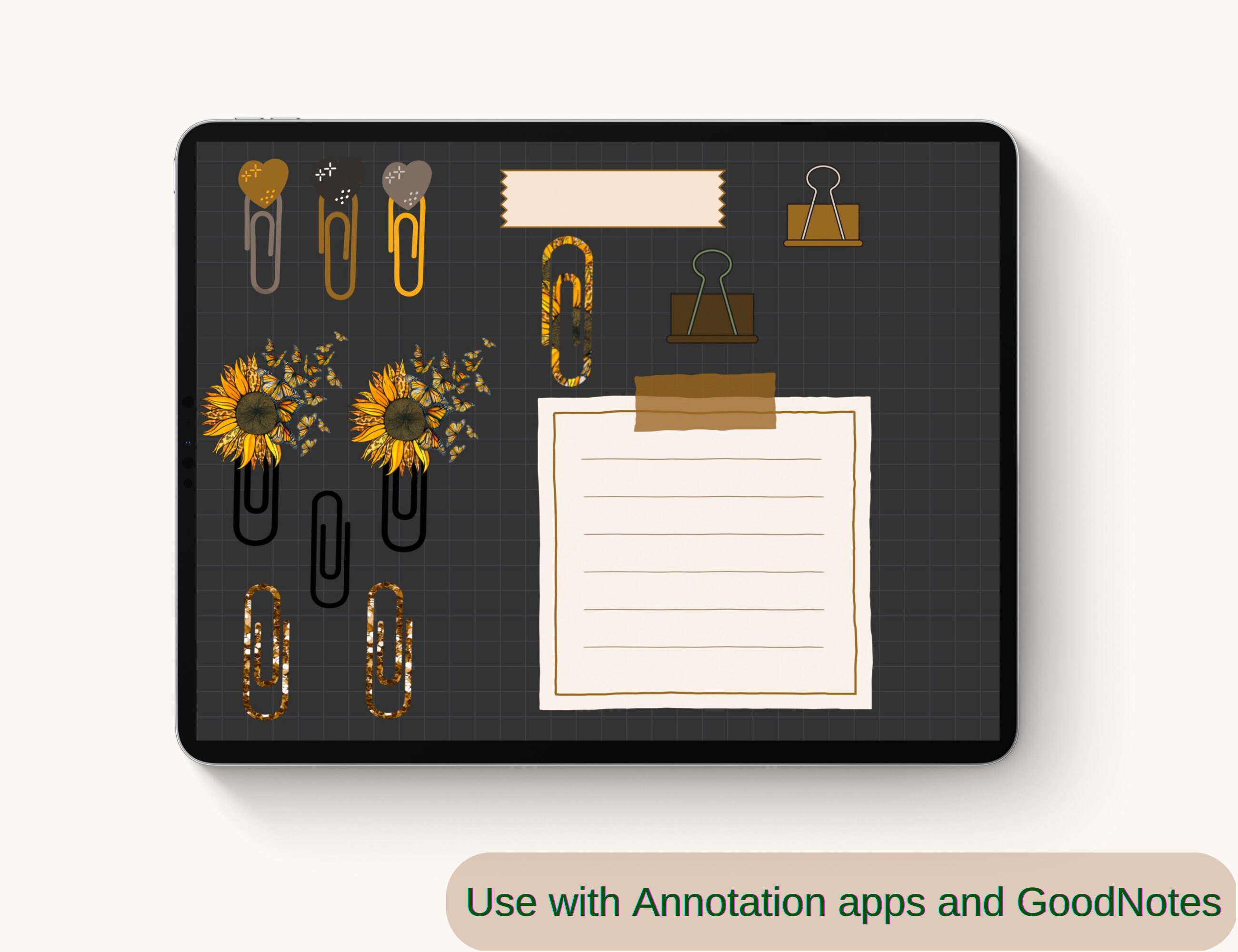 Digital Stickers for Planners & Annotation Apps | Sunflower Butterflies ...