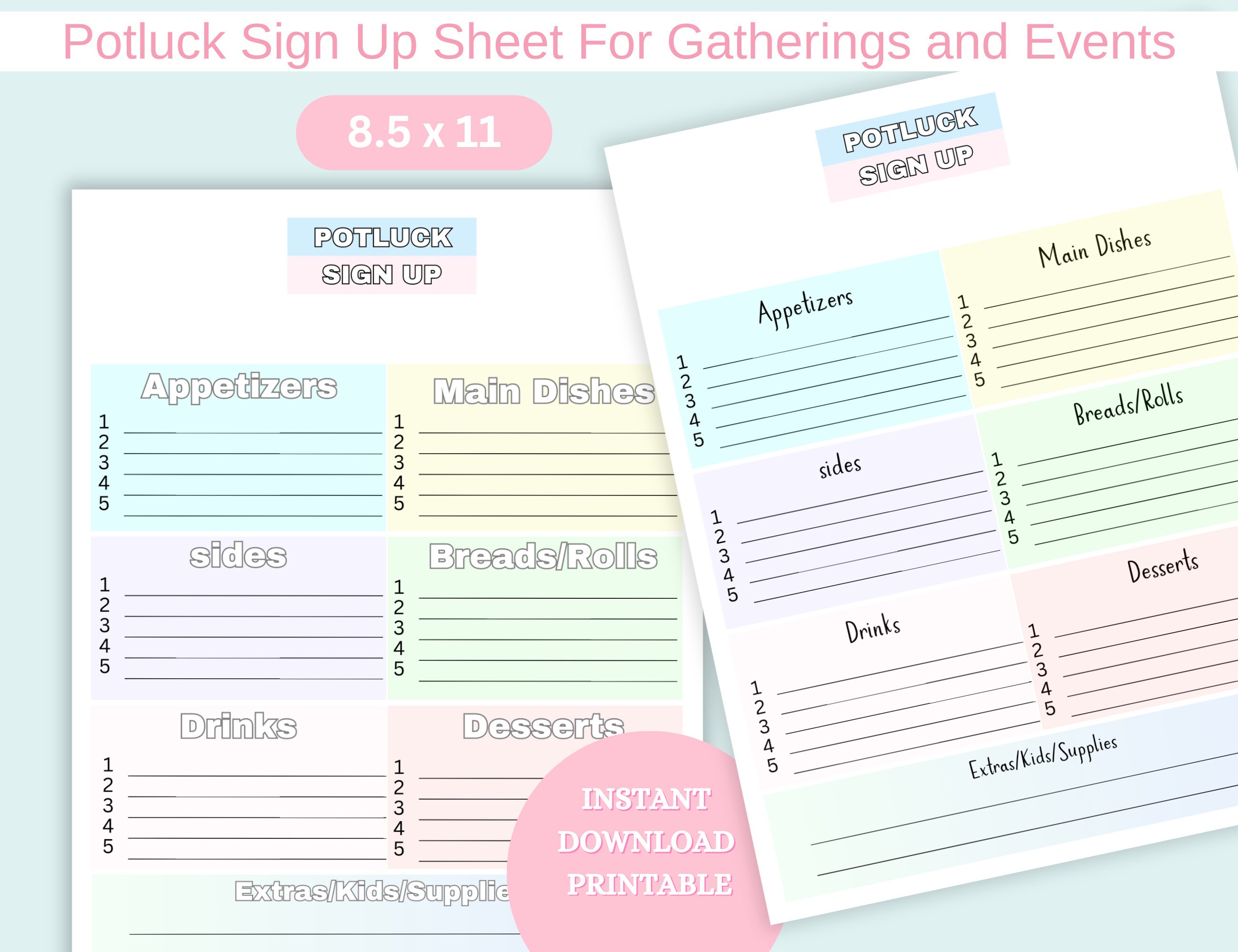 The 90s Party Signup Sheet Potluck Sign up Sheet Printable Party Food ...