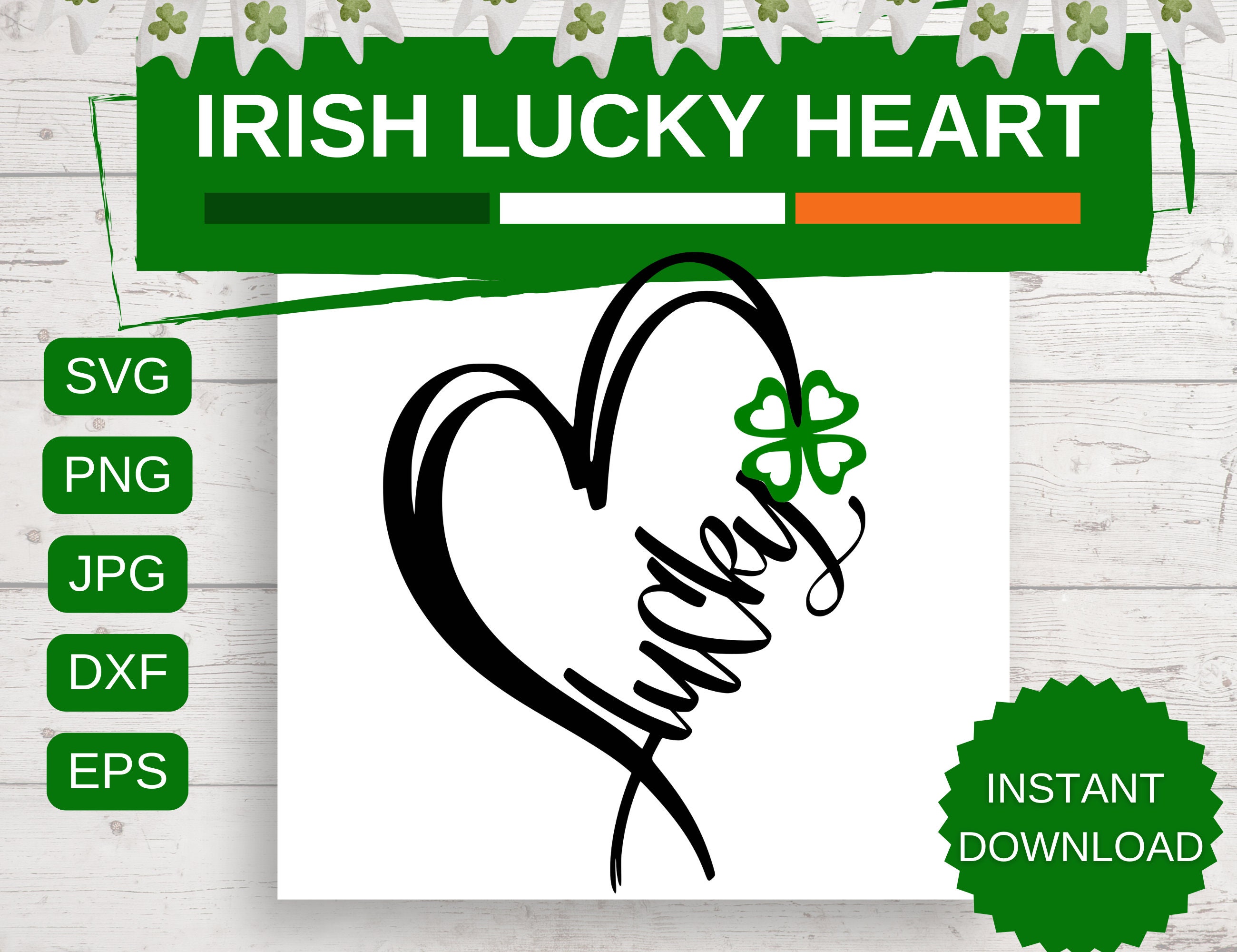 Doodle Heart Lucky Irish SVG File for Cricut or Silhouette Lucky Heart ...