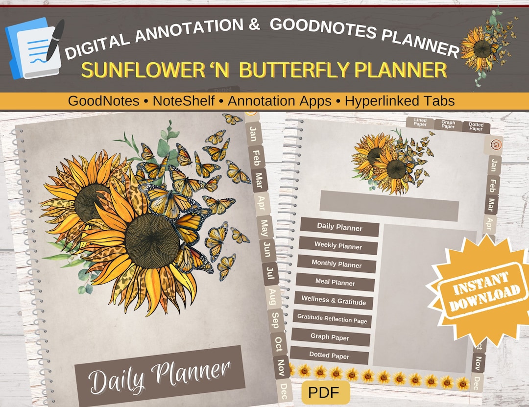 Sunflower Digital Planner Goodnotes Template Digital Planner, Goodnotes ...