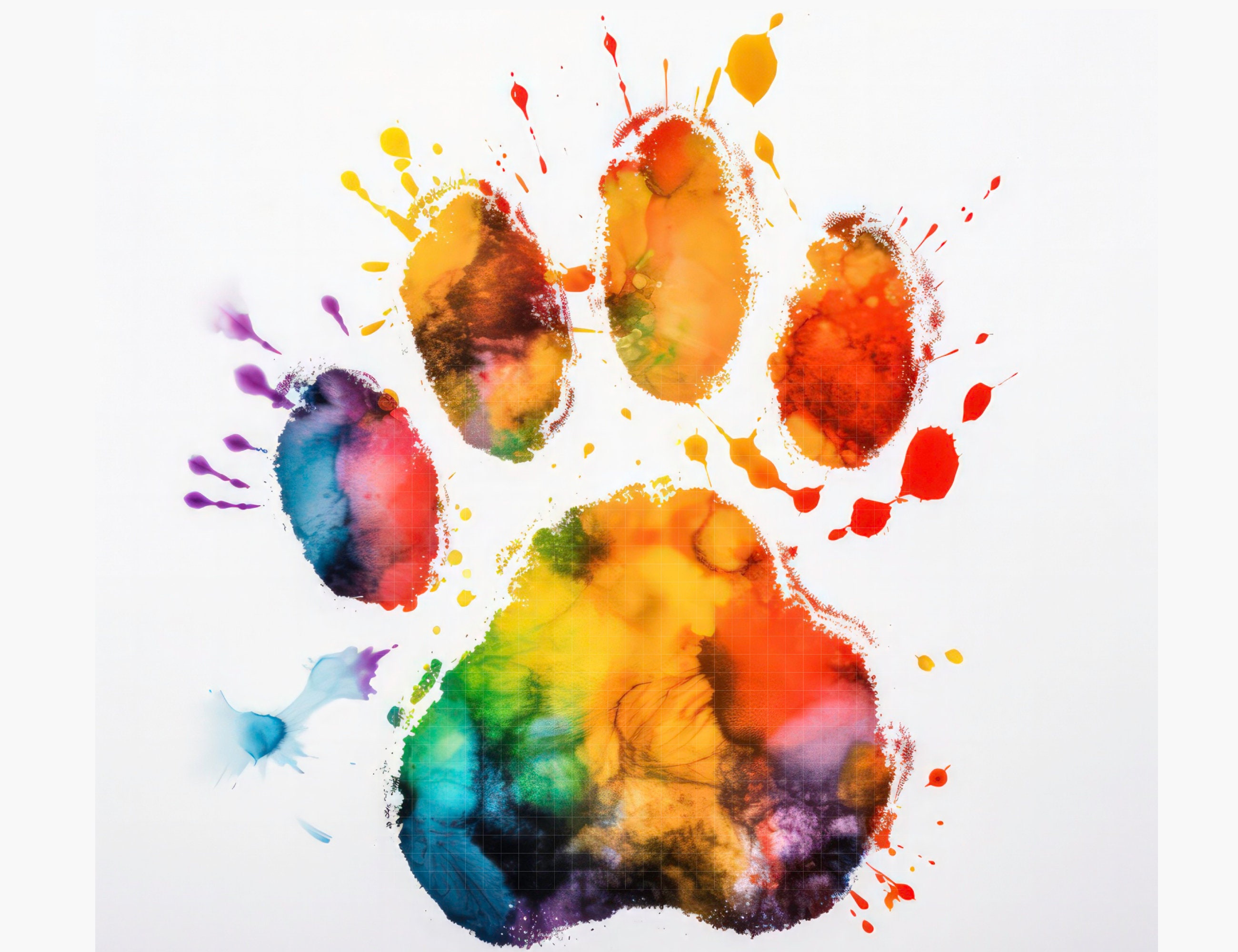 Paw Print Wall Art Watercolor Wall Art Prints Ai Artwork Paw Print Wall ...