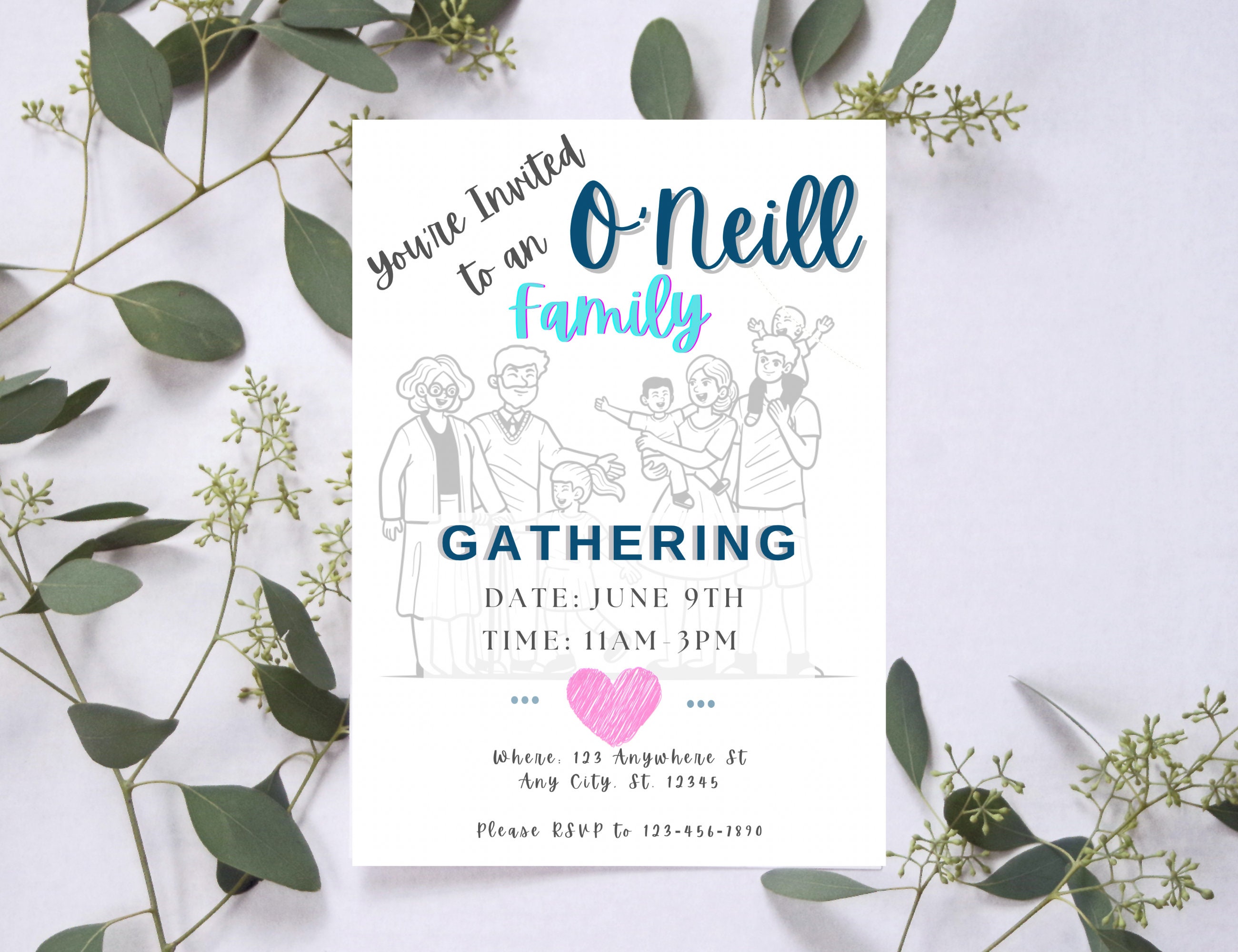 Editable Graduation Invite and Family Reunion Family Gathering ...