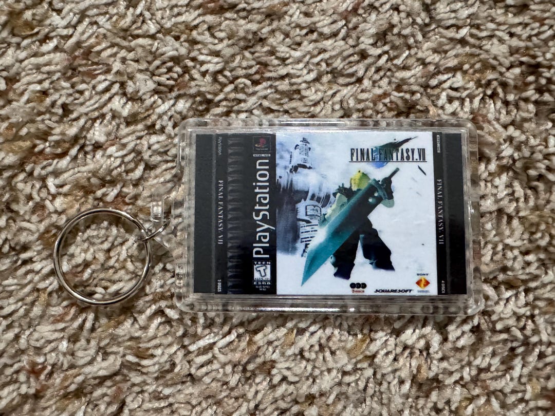 Final Fantasy VII Key Chain, FF7 "video Game Cover Art Custom Display ...