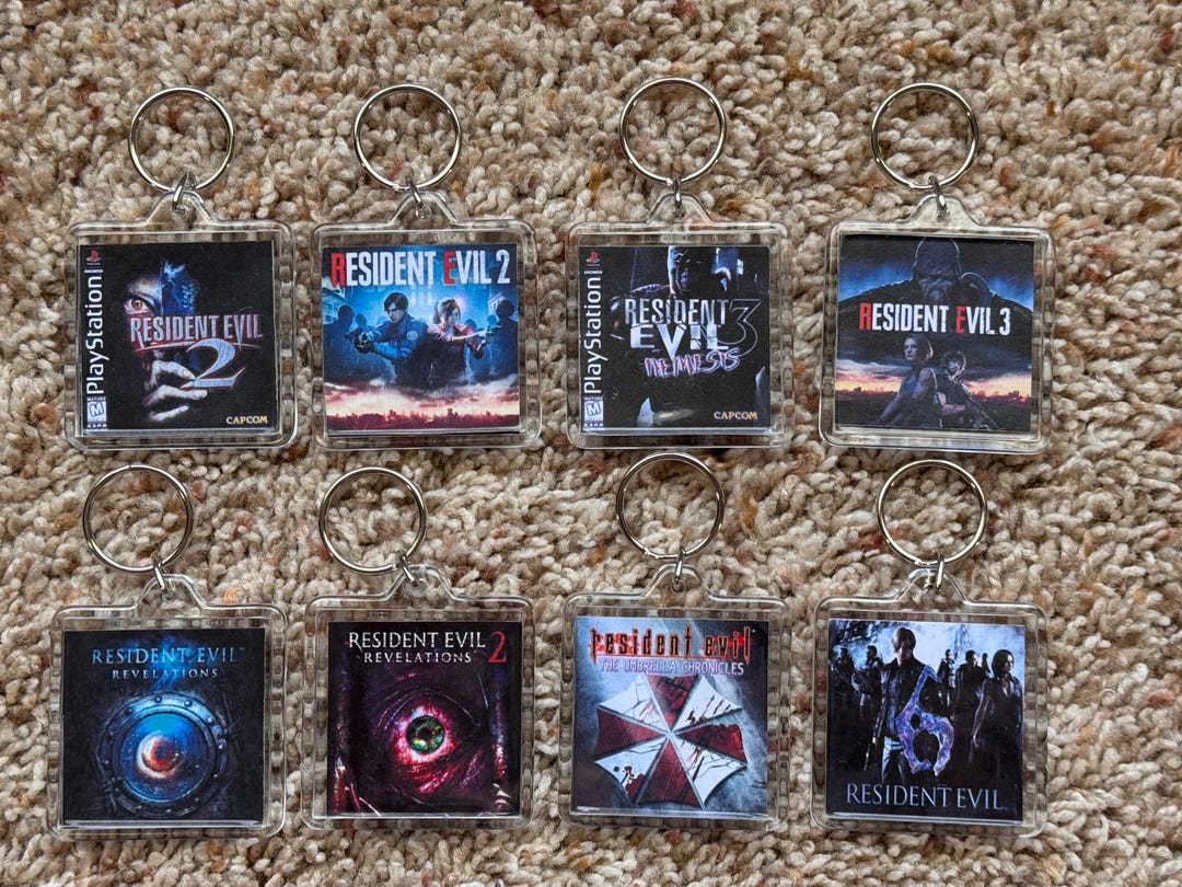 Resident Evil Key Chains - Small Custom Videogame Art Cover Displays ...
