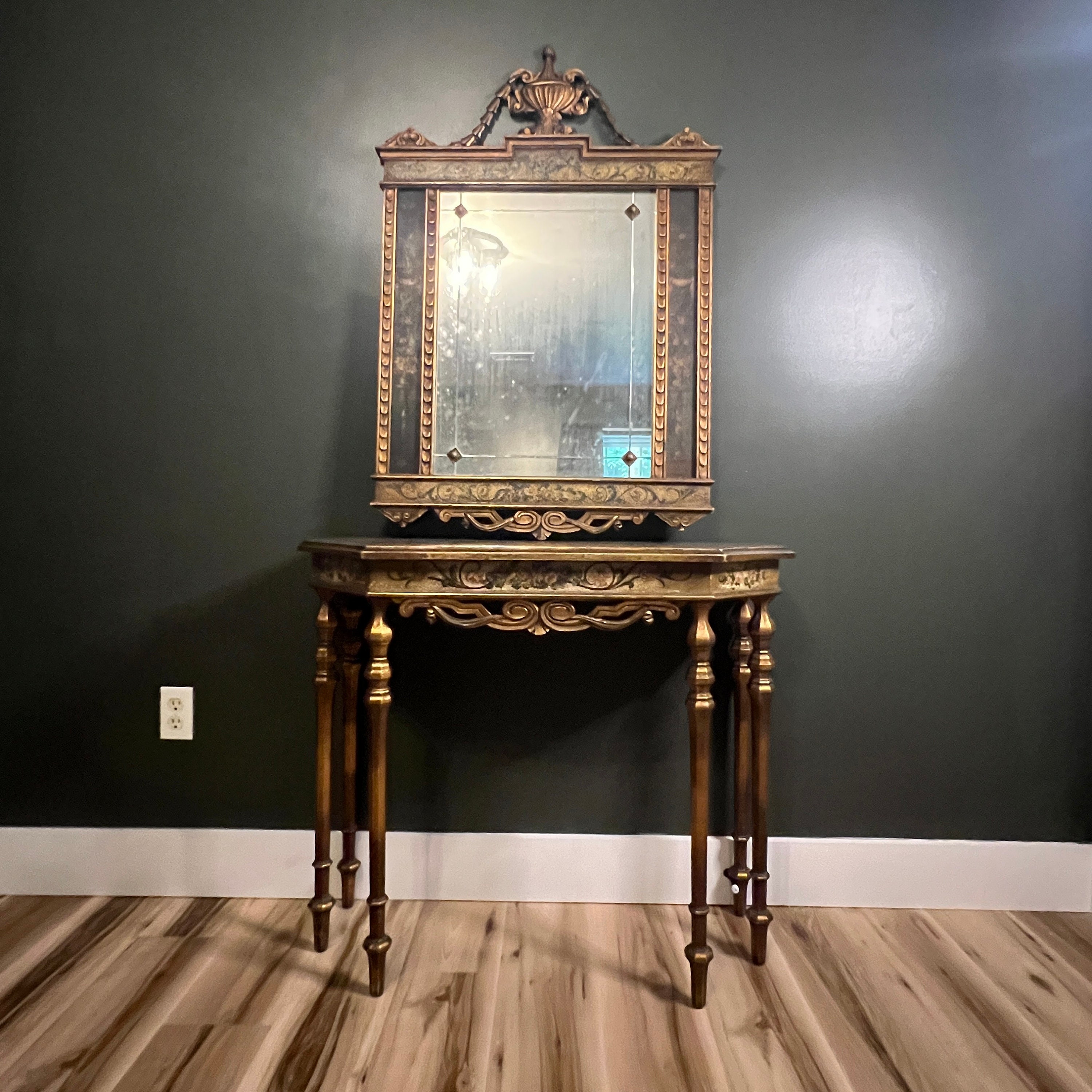 Hand Painted Antique Half Table and Mirror - Etsy