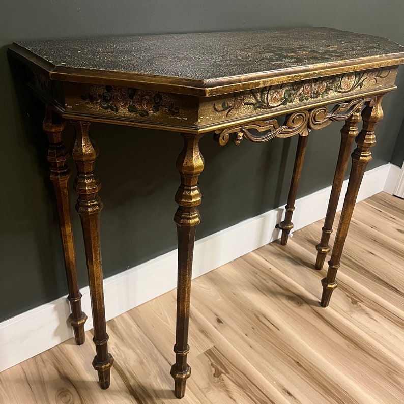 Hand Painted Antique Half Table and Mirror - Etsy