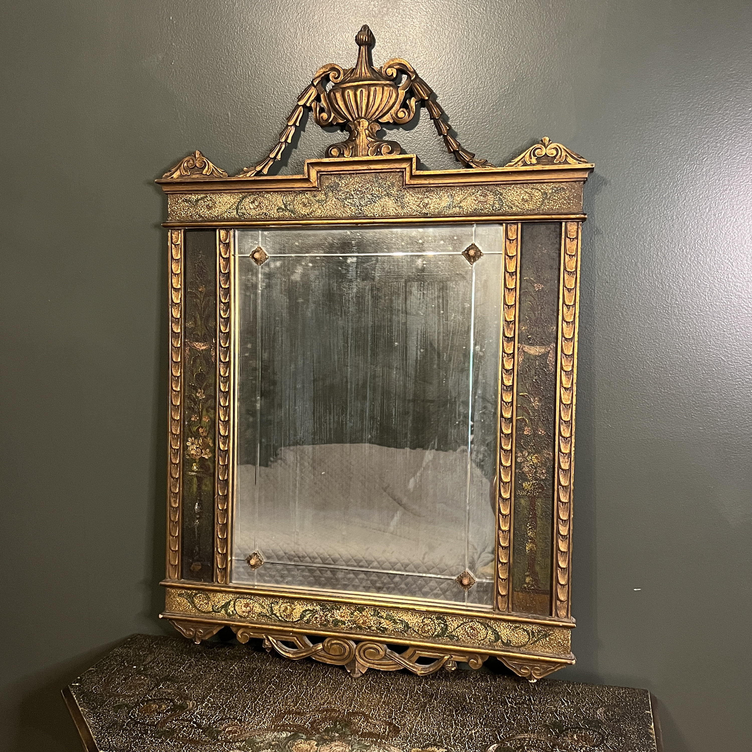 Hand Painted Antique Half Table and Mirror - Etsy