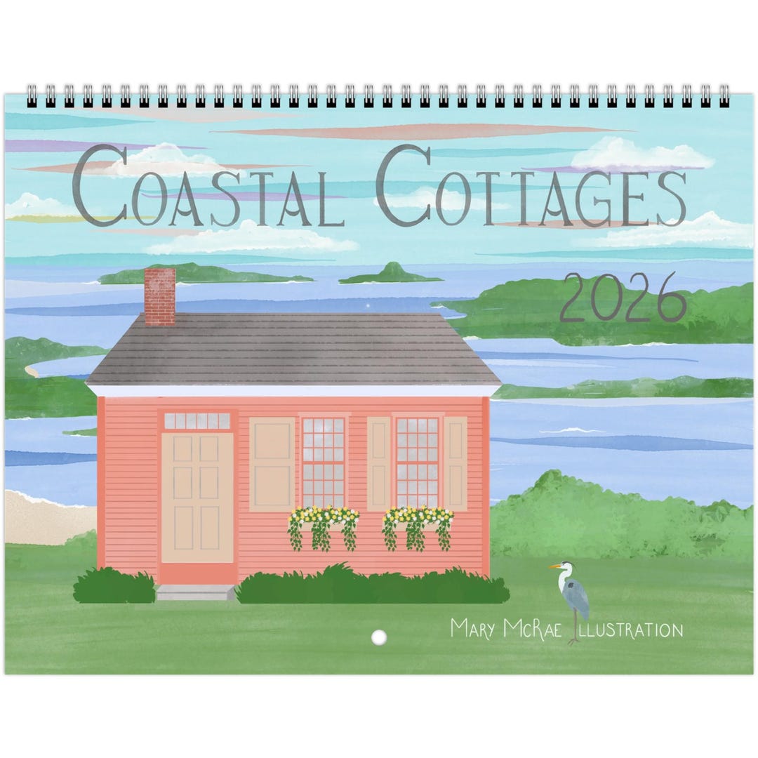 2026 Coastal Cottage Wall Calendar: New England Seaside Art, 11"x17" - Etsy