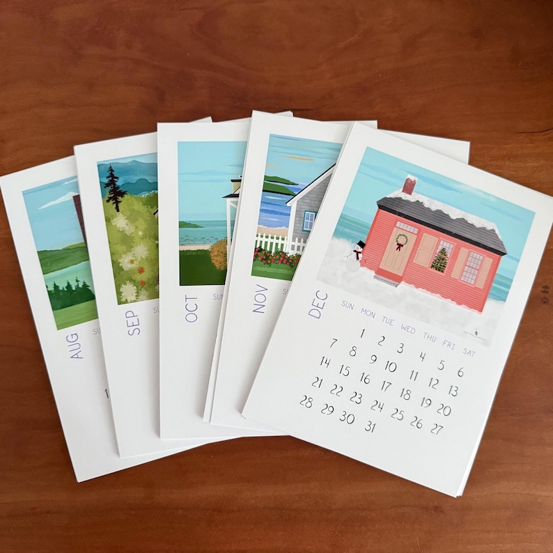2026 Coastal Cottage Desk Calendar: Seaside Art, Floral Illustrations ...