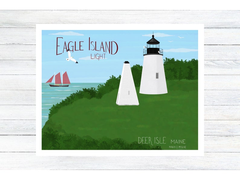 Eagle Island Lighthouse Art Print - Etsy