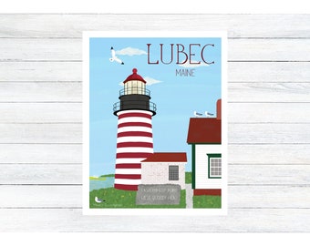West Quoddy Head Light Maine Lighthouse PRINTABLE Wall Art / Nautical ...