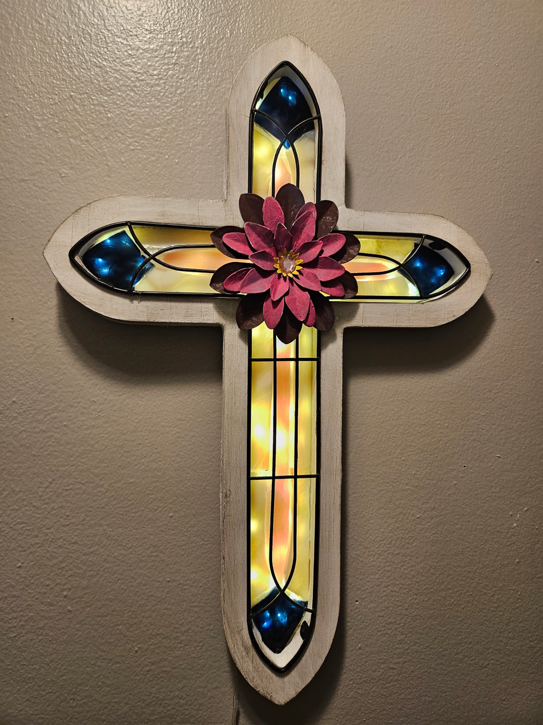 Illuminated Flower Cross - Etsy