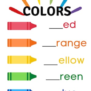 PRINTABLE - Learning Colors Activity - Home School - Kindergarten ...