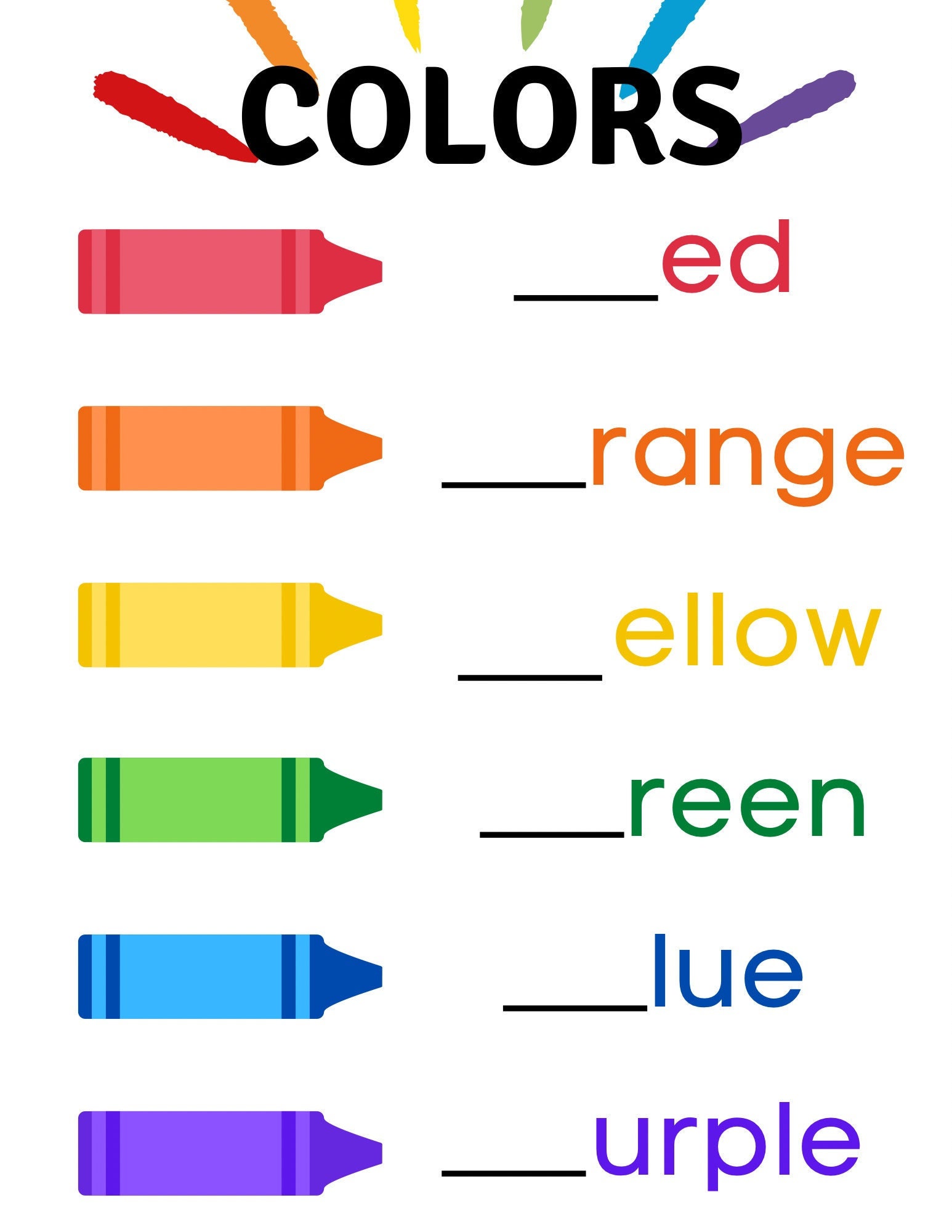 PRINTABLE - Learning Colors Activity - Home School - Kindergarten ...