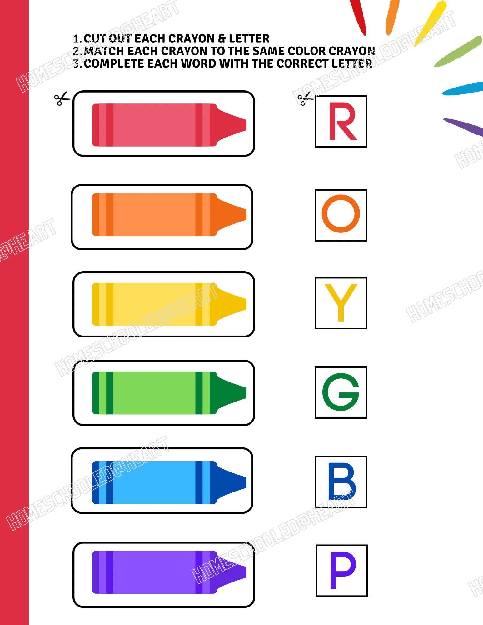 PRINTABLE - Learning Colors Activity - Home School - Kindergarten ...