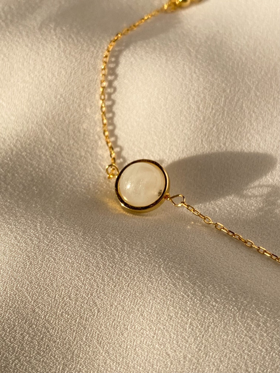 Aurora 18K Gold Moonstone Strength Gemstone Bracelet, Gift for Her, New ...