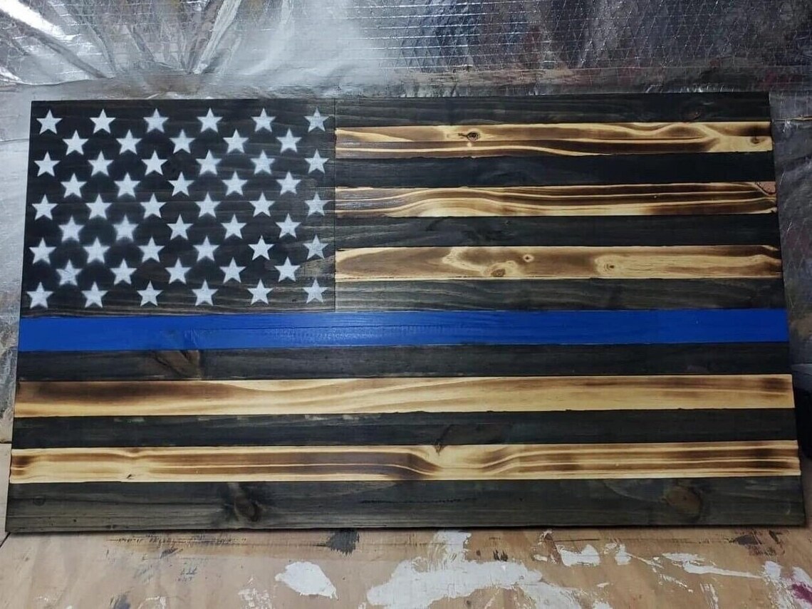 Thin Blue Line, Back the Blue, Wood Flag, Wooden Flag, Police Wife ...