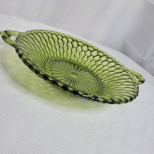 Vintage Indiana Green Glass Honeycomb Two Handle Relish Bowl - Etsy
