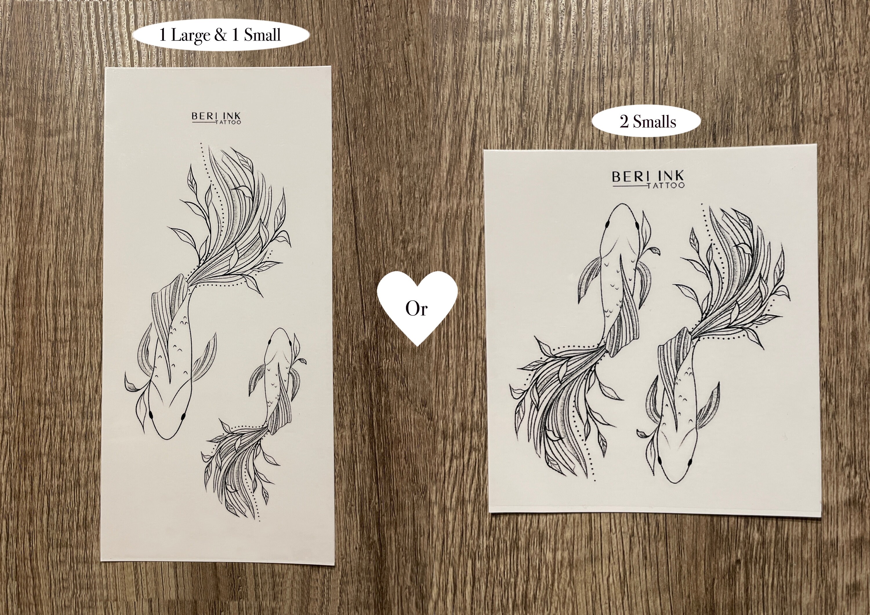 Botanical Koi Fish Temporary Tattoo (set of 2) - Etsy