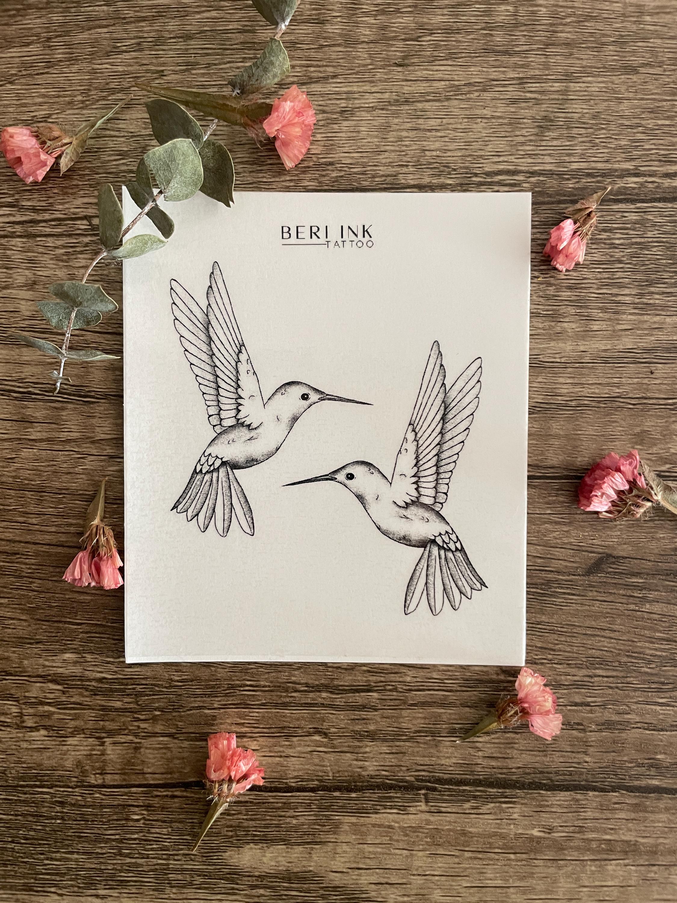 Hummingbird Fine Line Temporary Tattoo (set of 2) - Etsy