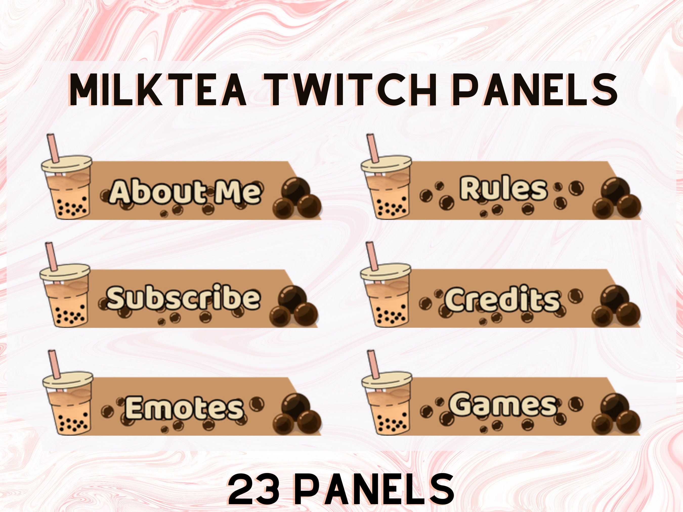 Milk Tea & Boba Twitch Panels / Bubble Tea Twitch Panels - Etsy