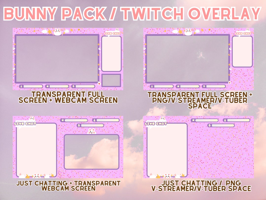 Bunny & Stars Pre-made Twitch Overlay BUNDLE / Overlays / Scenes ...