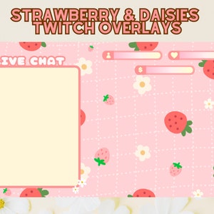 Strawberry & Daisy Pre-made Twitch Overlays BUNDLE / Scenes / Non ...