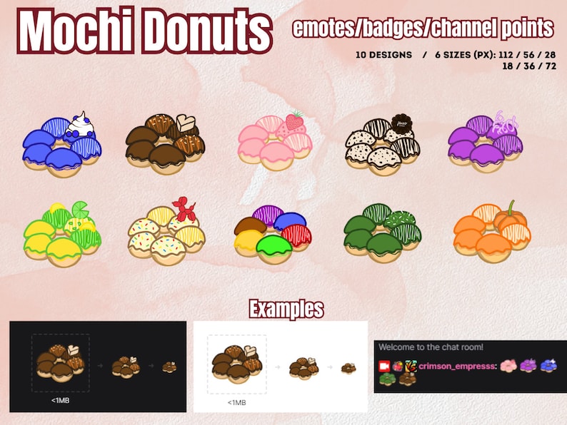 Mochi Donuts / Emotes / Badges / Channel Points / Twitch - Etsy