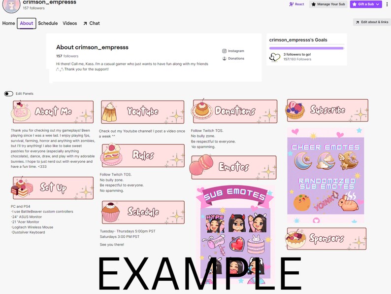 Dessert Twitch Panels / Cute Pink Twitch Panels / Stream Overlay ...
