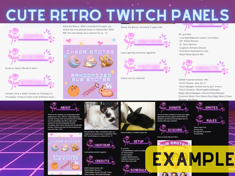 Neon Rose Twitch Panels / Stream Panels / Twitch / Pixel Art / Kawaii ...