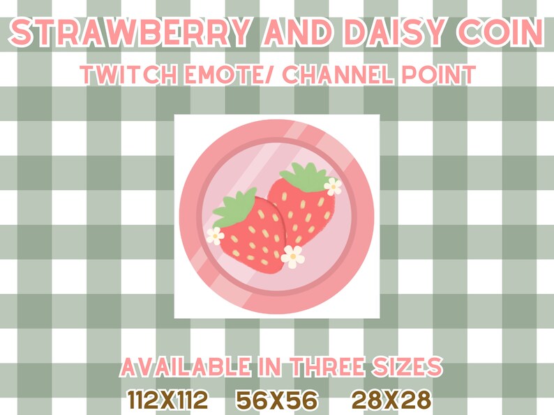 Strawberry and Daisy Coin / Twitch Emote / Channel Point - Etsy