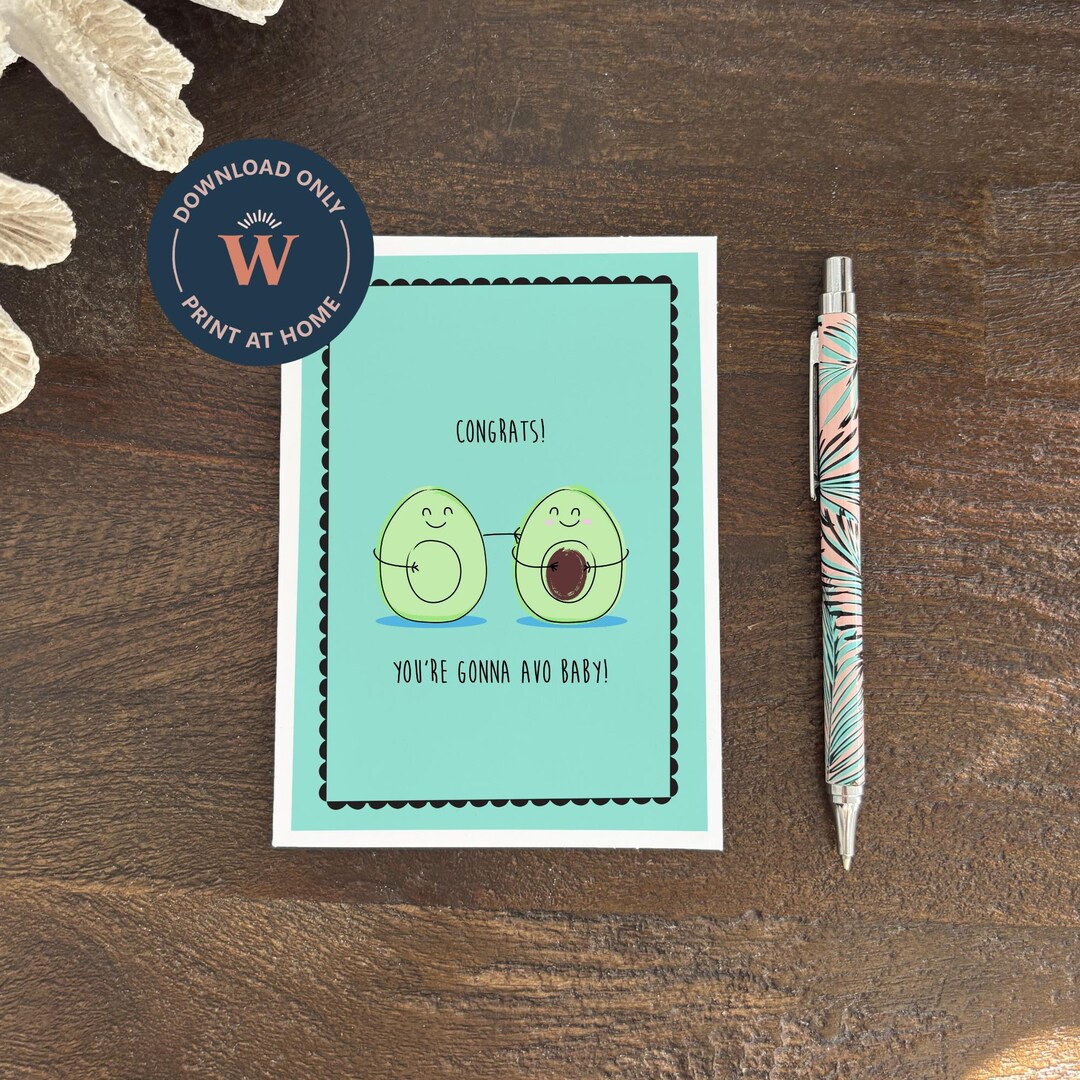 Avo Baby Printable Card: Congrats Pregnancy Announcement (digital ...