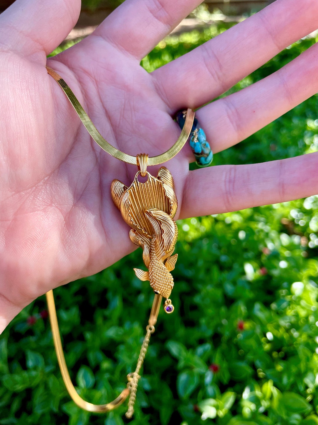 18K Gold Betta Fish Pendant Necklace, Sterling Silver, Birthstone ...