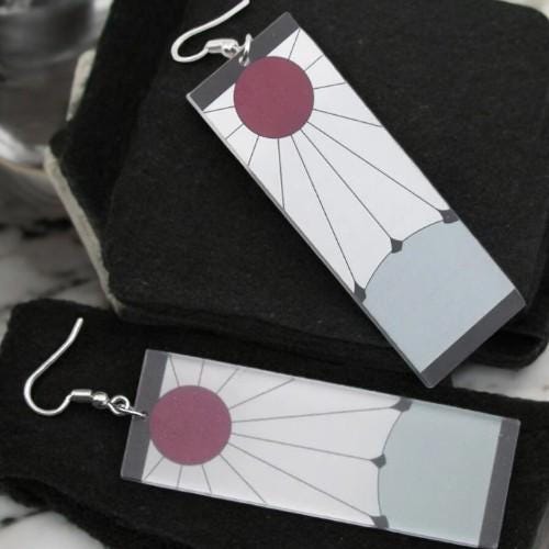 Fashion Acrylic Tanjiro Earrings Demon Slayer Anime Cosplay Hanafuda ...