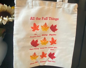 Fall Things Hand Painted Tote Bag, Eco Friendly Reusable Tote Bag ...