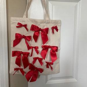 Bow Tote Bag || Bows || Tote Bag || Aesthetic Tote Bag || Red Bows ...