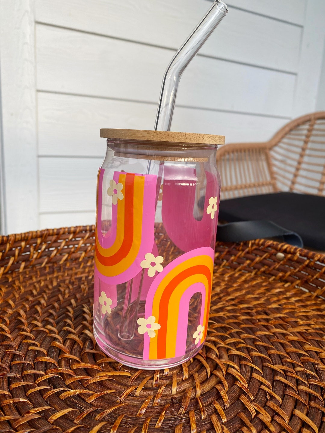 Rainbow Cup || Aesthetic Cup || Beer Glass Can Cup || Iced Coffee Cups ...