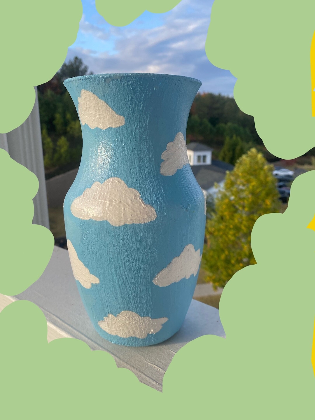 Cloud Vase Hand Painted Vase Blue Vase Aesthetic Vase - Etsy