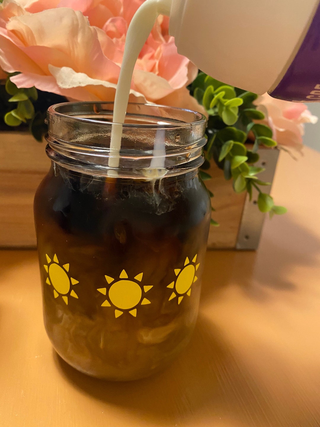 Sunshine Mason Jar Glass Cups || Sunshine || Mason Jars || Summer Cup ...