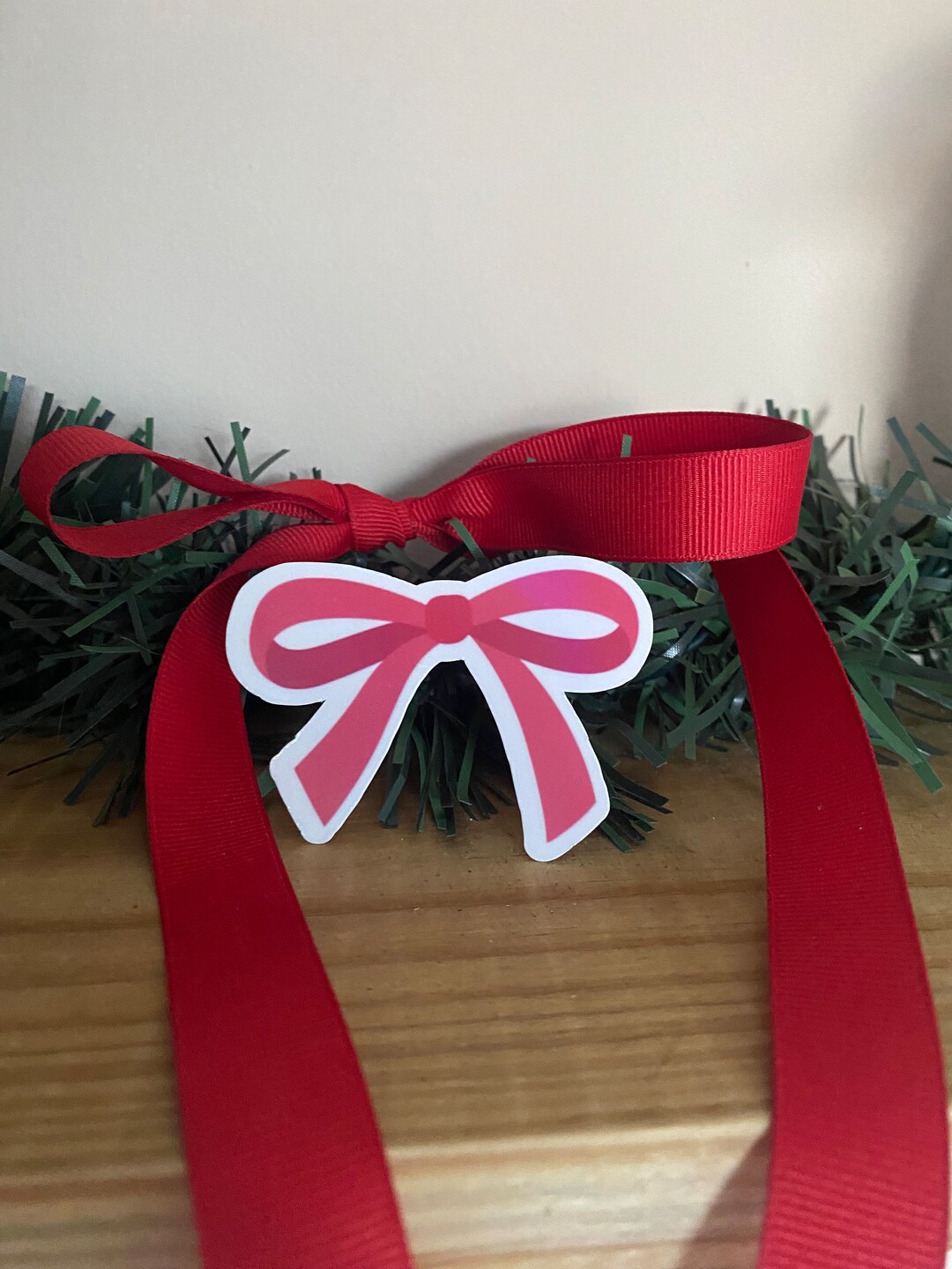 Bow Sticker Red Bow Aesthetic Sticker Holographic Sticker - Etsy