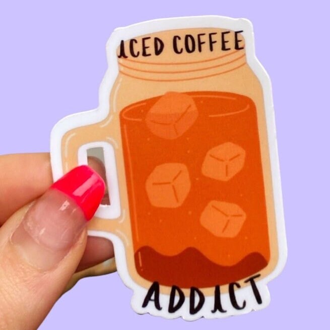 Iced Coffee Addict Sticker Aesthetic Coffee Sticker - Etsy