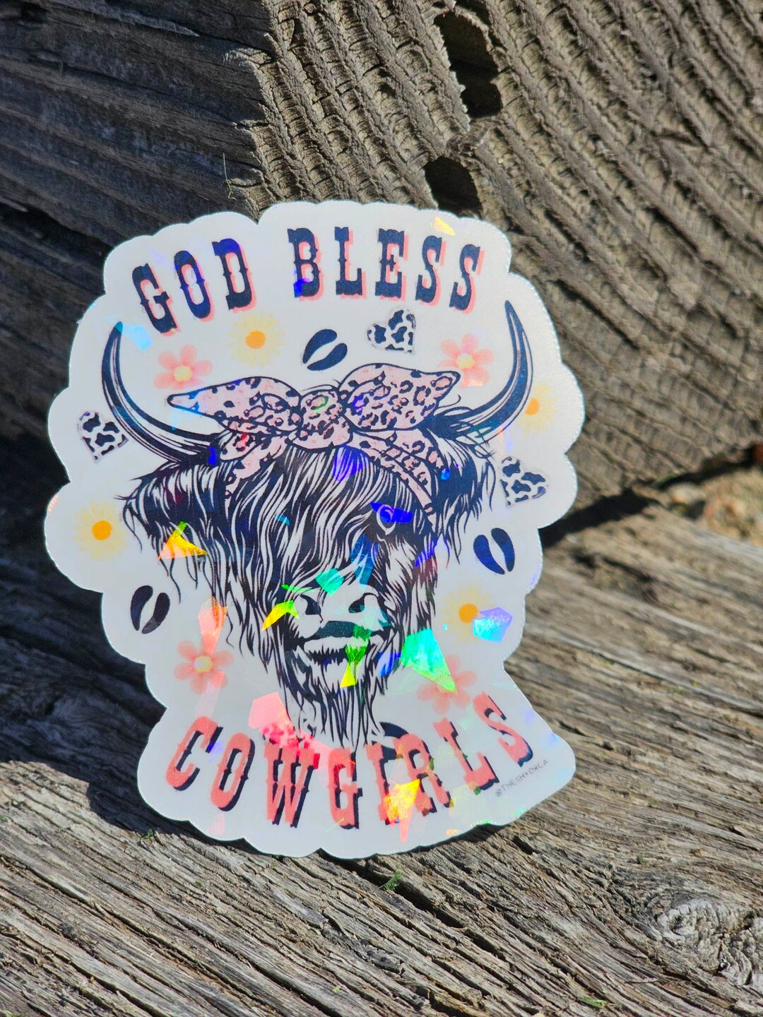 God Bless Cowgirls Holographic Sticker, Cow Lovers, Cow Lovers, Cow ...