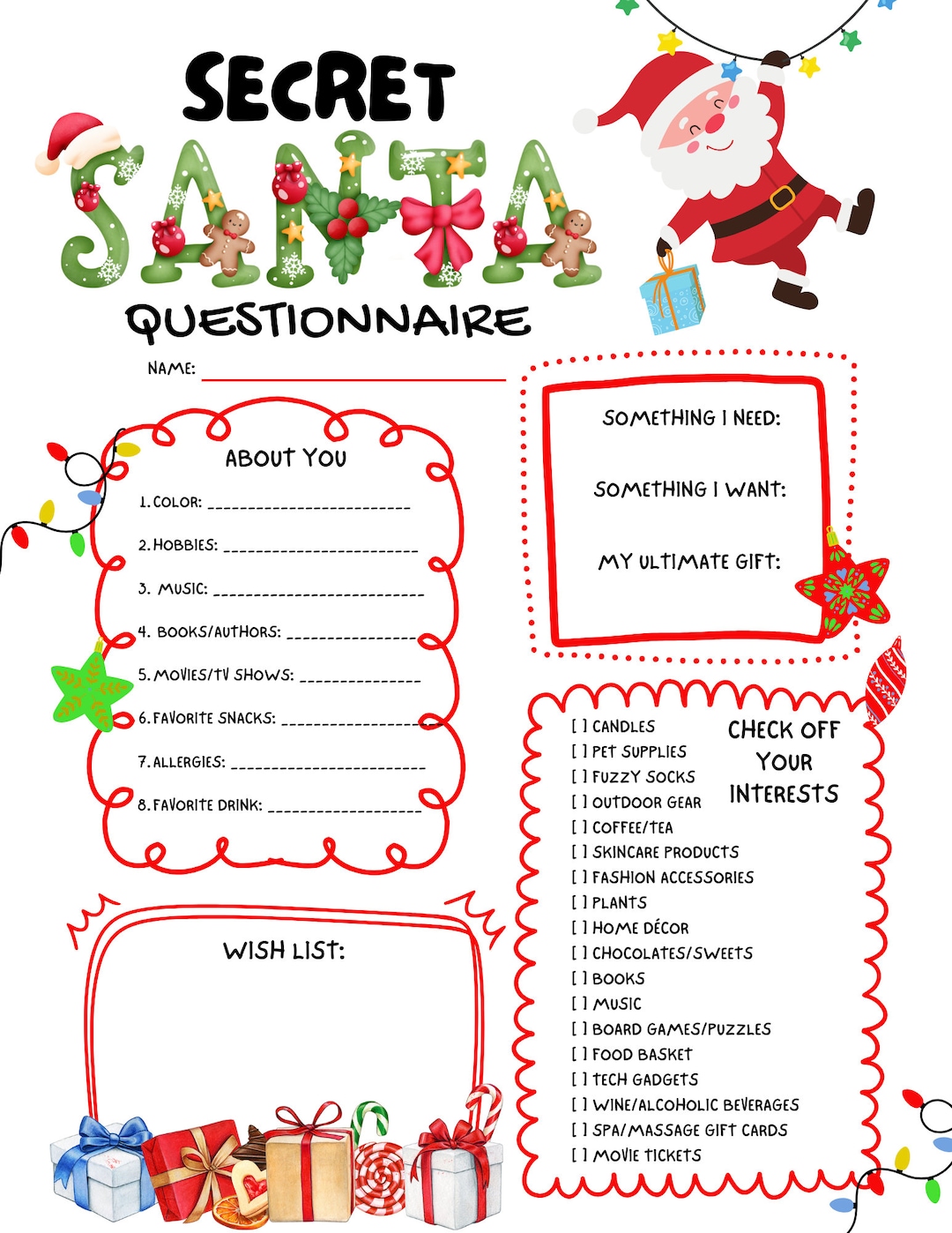 Questionnaire secret Père Noël, Fête de Noël, Père Noël secret du ...
