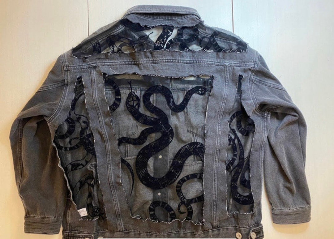Custom Embroidered Lace Denim Jacket - Etsy